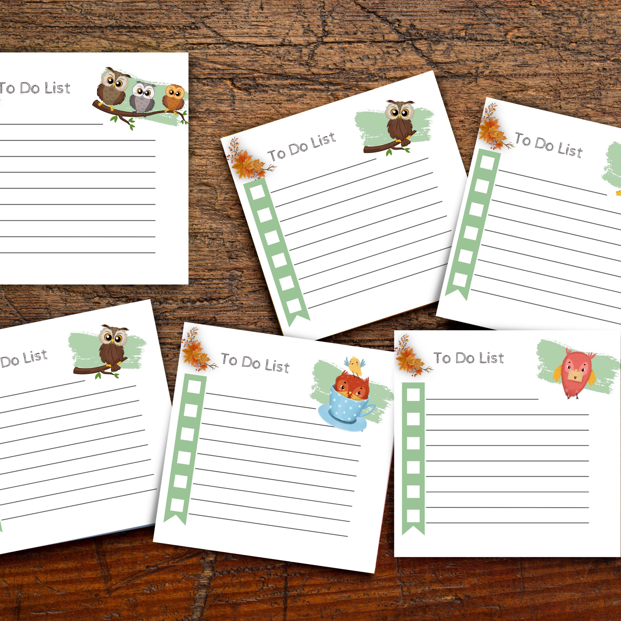 Printable to Do Sticky Notes Set Cute Owl Notes - Etsy