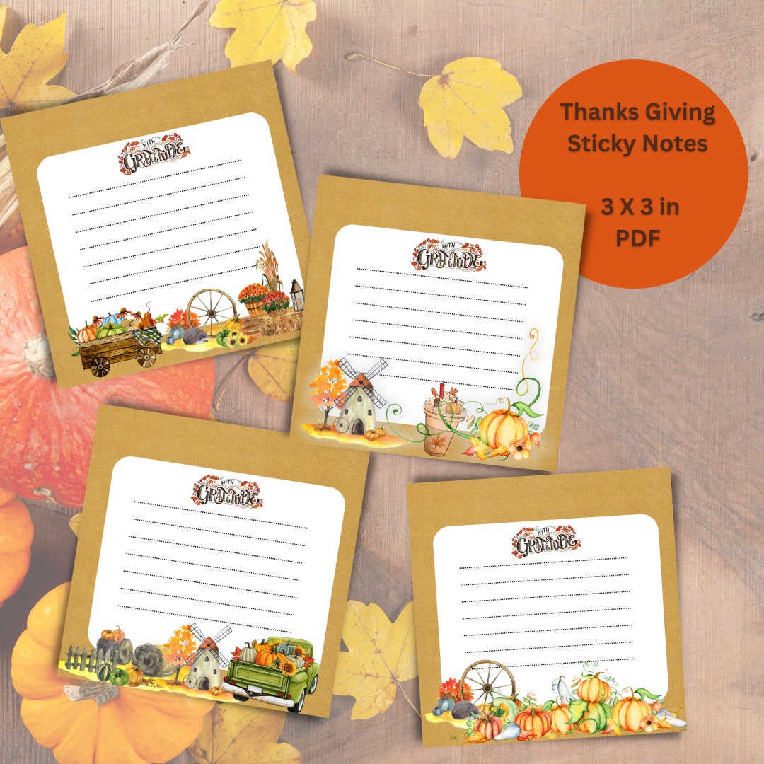 Thanks Giving Sticky Notes Printable | Cute Thanks Giving Sticky Notes ...