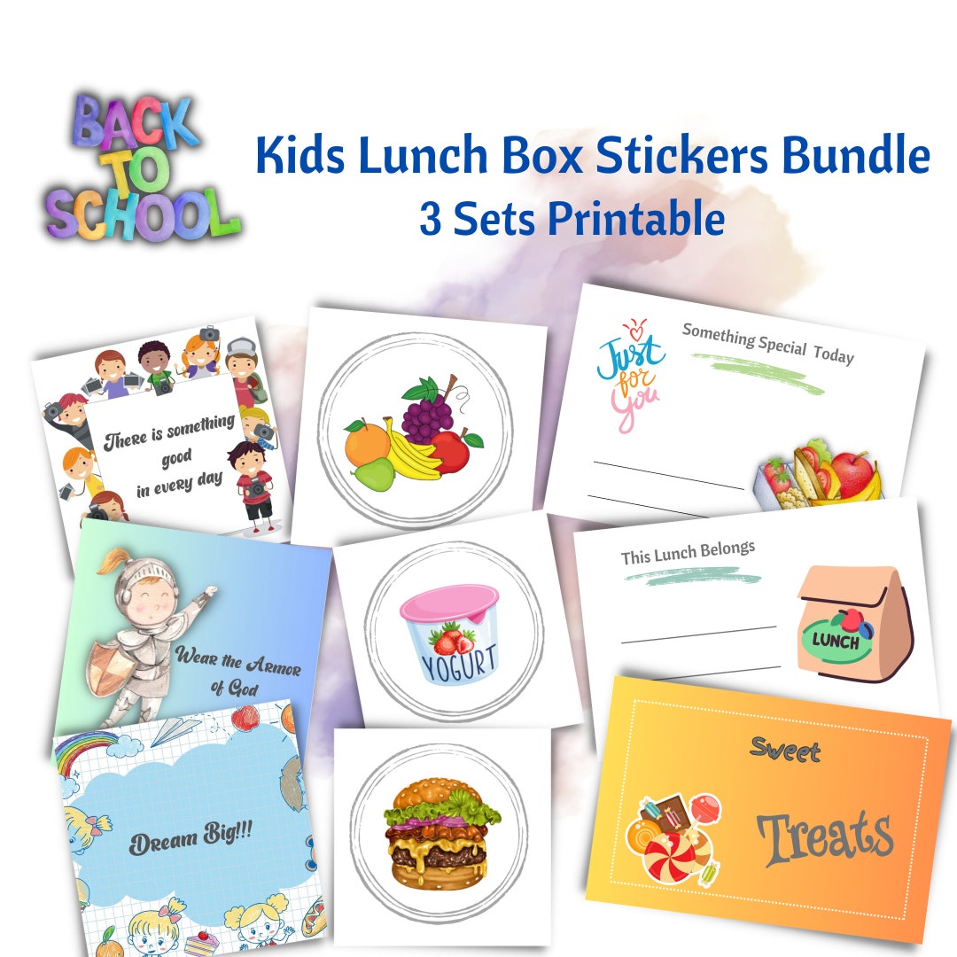 Kids Lunch Box Stickers Printable Bundle - Cute and Fun Labels for Kids ...