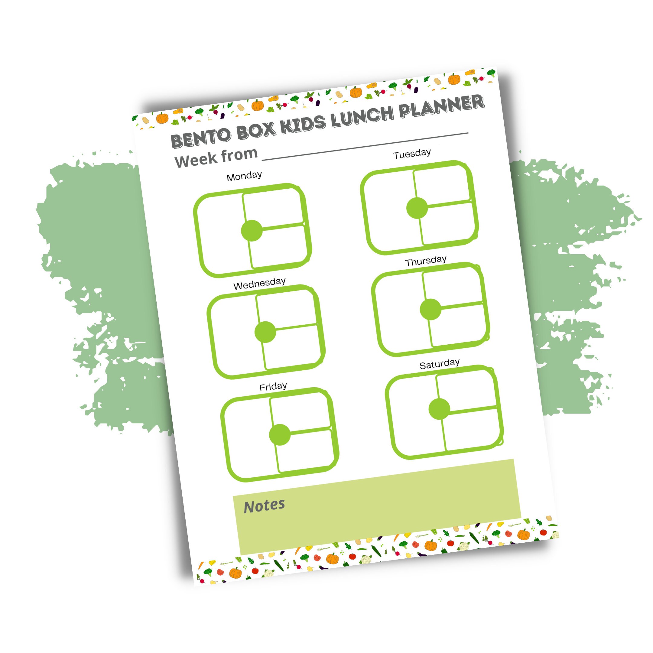 Bento Box Lunch Box Planner Bento Box Meal Planner Printable Bento Box ...