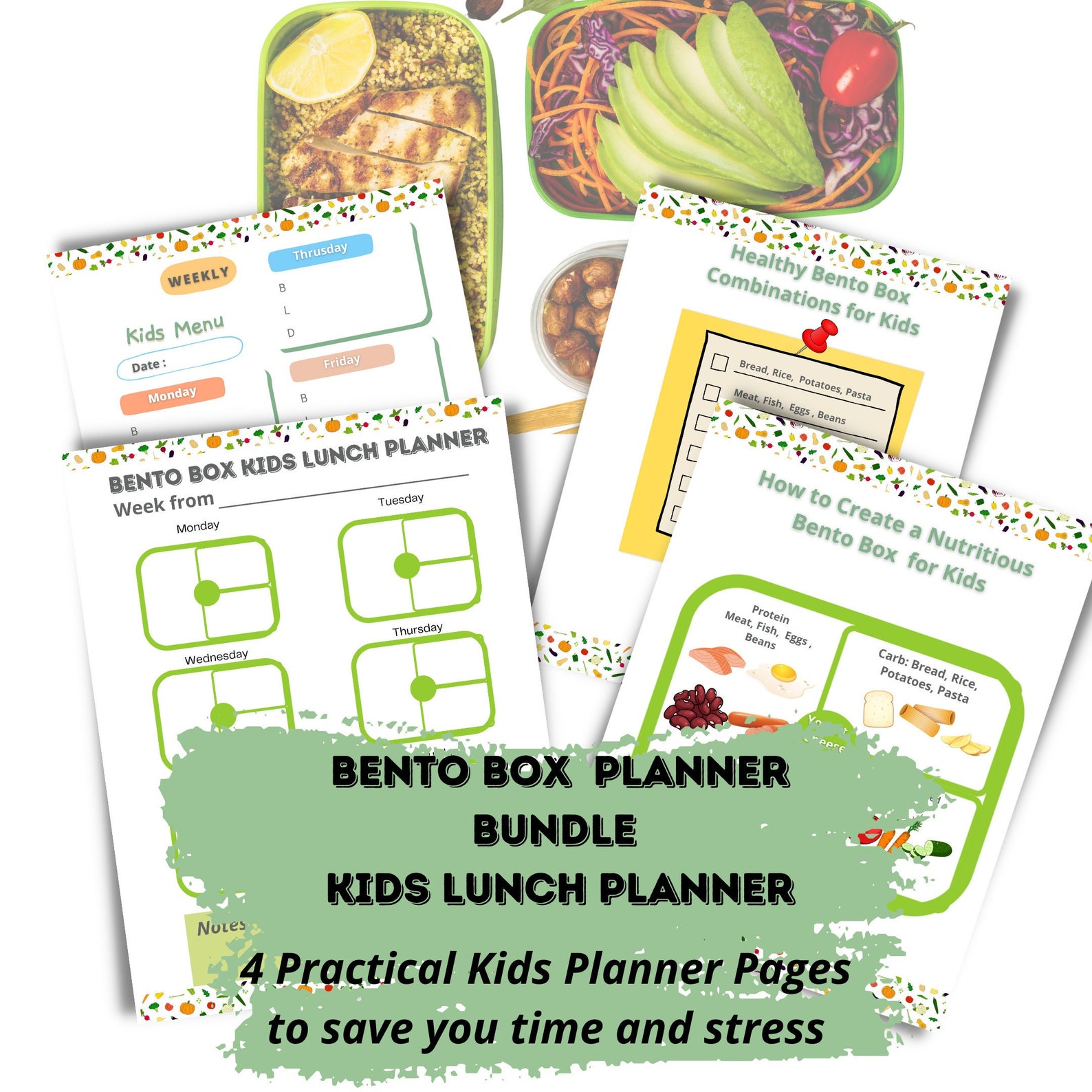 Printable Bento Box Meal Planner - Bento Lunch Box Menu & Planner ...
