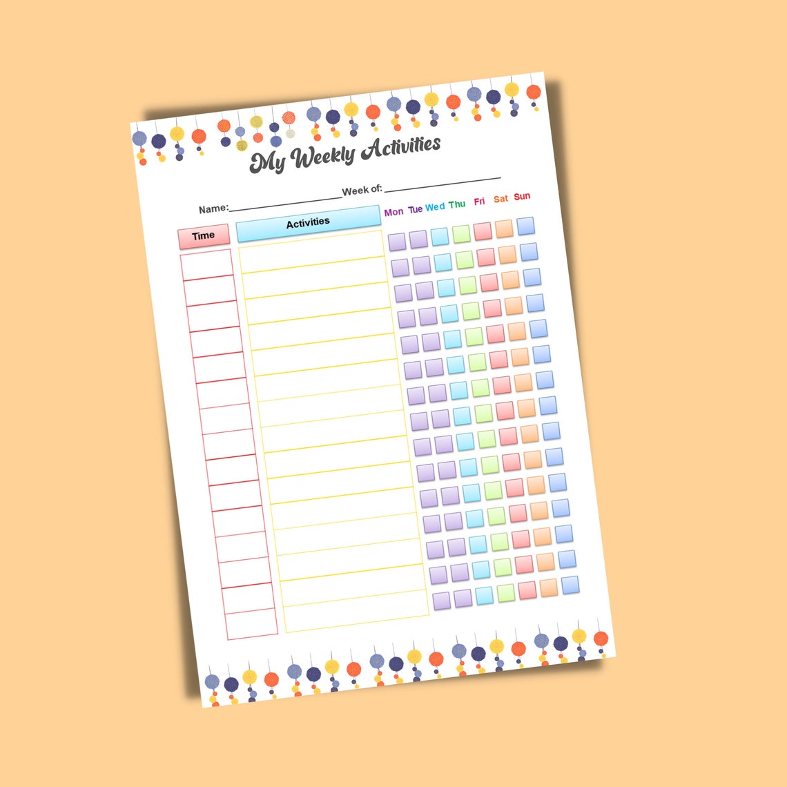 Kids Weekly Activity Planner Printable Chores Tracker and - Etsy