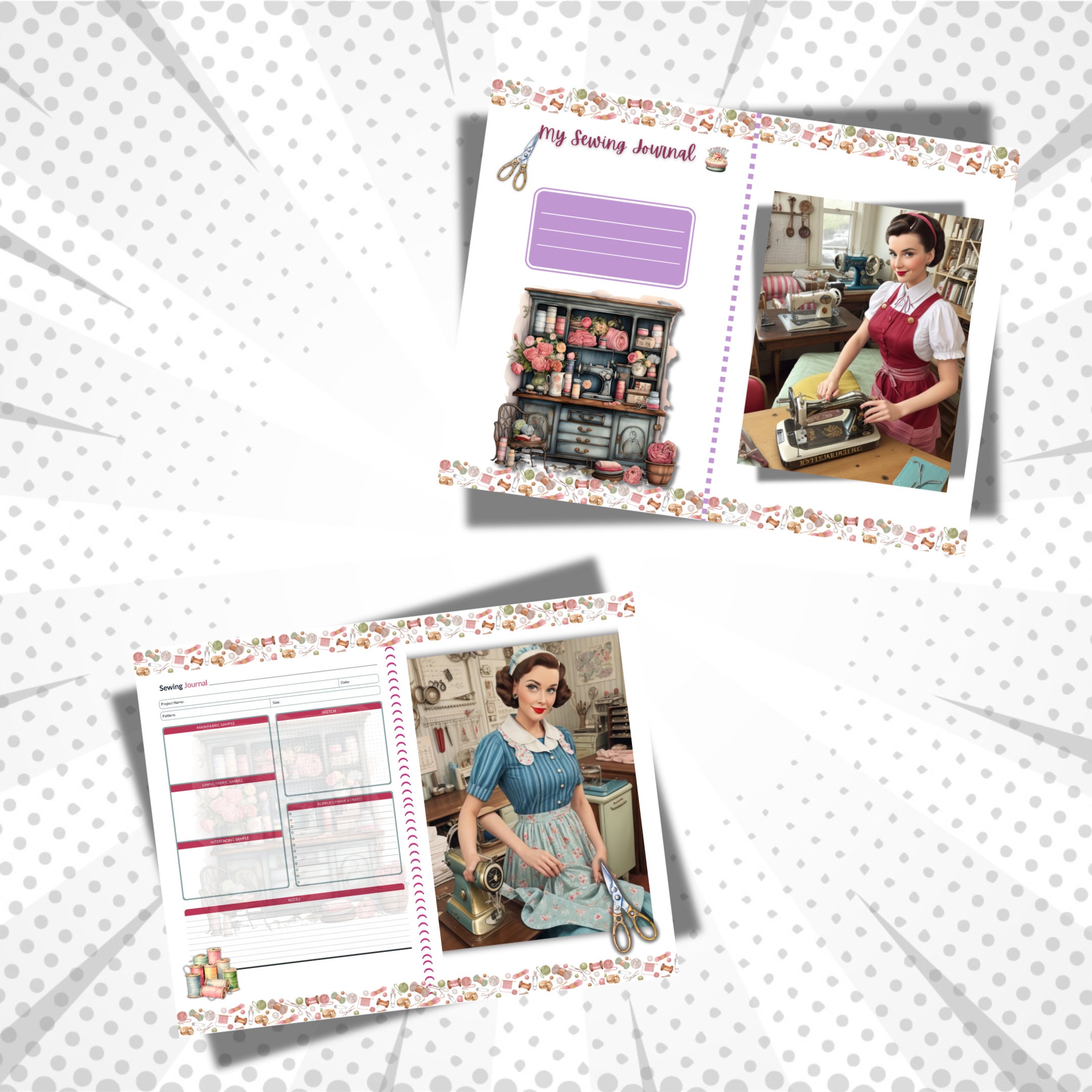 1950 Housewife Sewing Journal Pages Printable PDF - Vintage Crafting ...