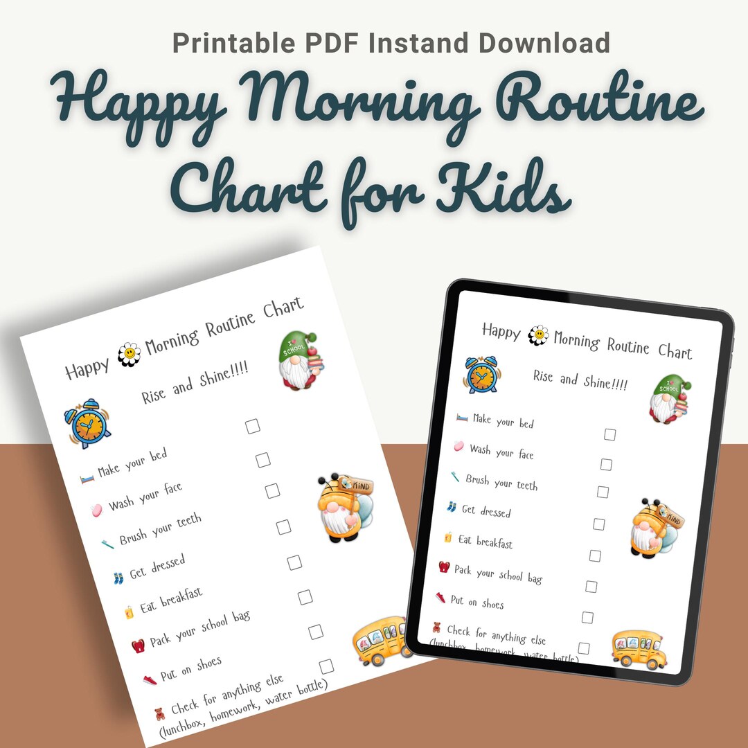 Happy Morning Routine Chart for Kids Printable - Etsy UK
