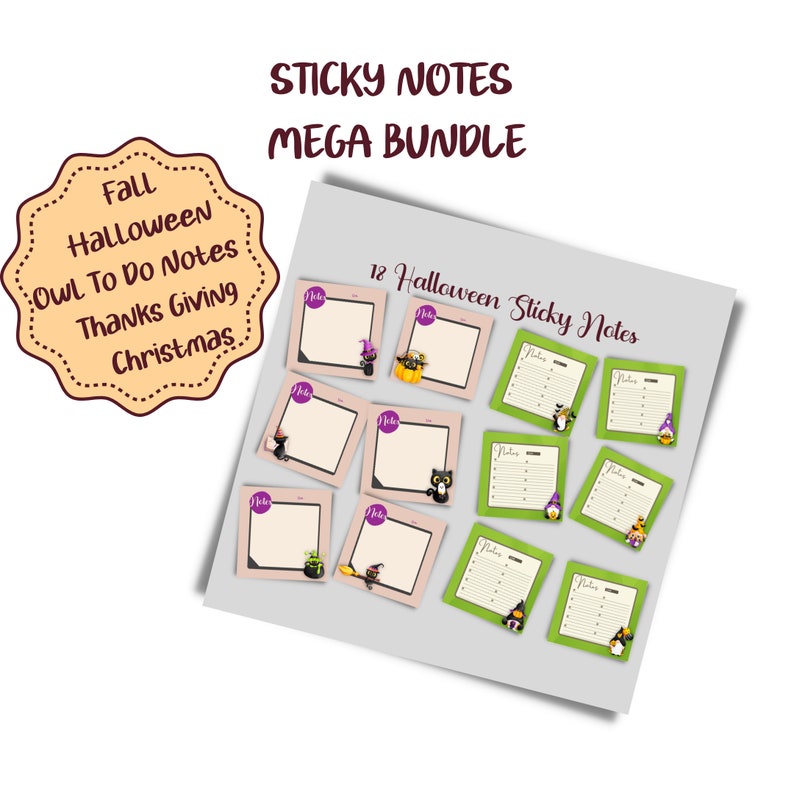 Sticky Notes Mega Bundle | Printable Sticky Notes Set - Etsy