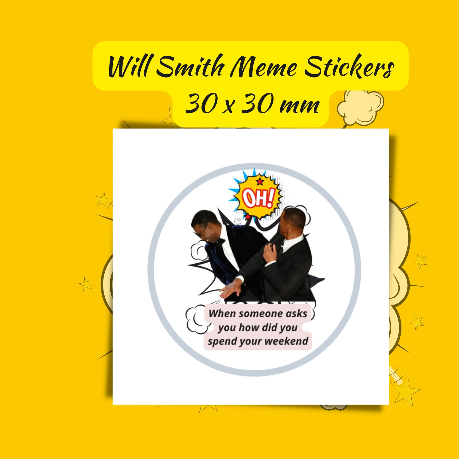 Will Smith Chris Rock PNG Sticker Meme Stickers Will Smith | Etsy