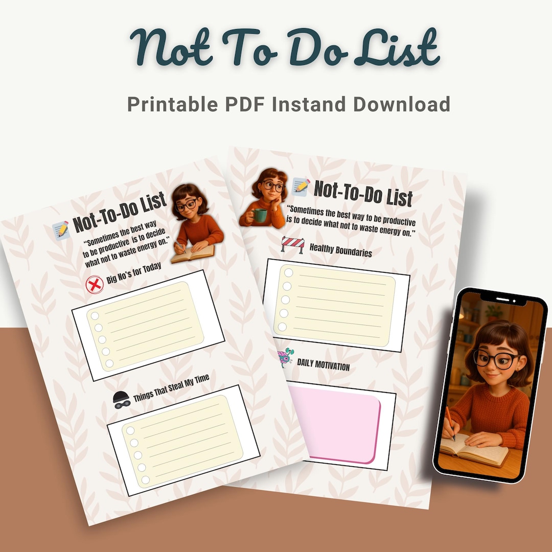 Not to Do List Printable PDF - Etsy