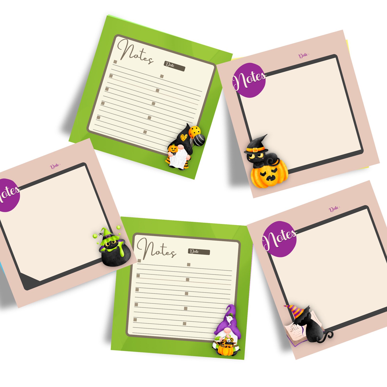 Cute Witchy Sticky Notes Printable Set Halloween Planner Sticky Notes ...