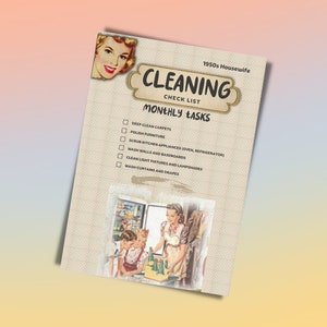1950s Housewife Cleaning Schedule Mid Century Modern Cleaning Checklist ...
