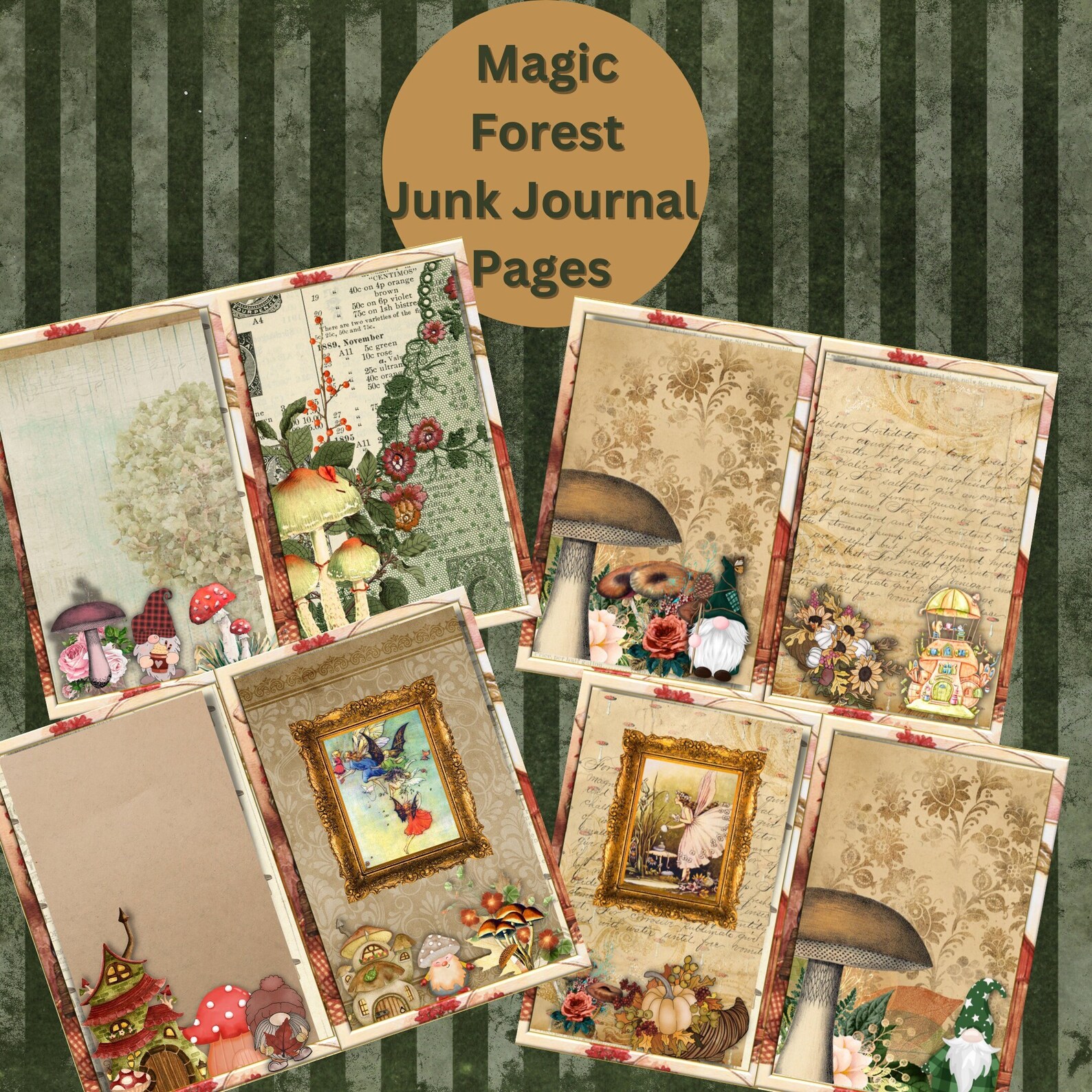Magic Forest Gnome Junk Journal Pages | Halloween Journal Printable ...