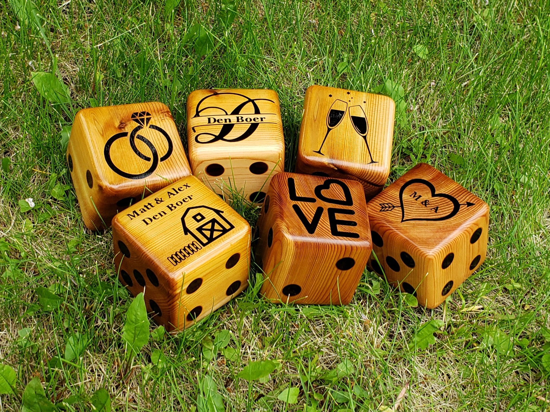 Yardzee 6 Different Personalized Dice Giant Wooden Dice - Etsy