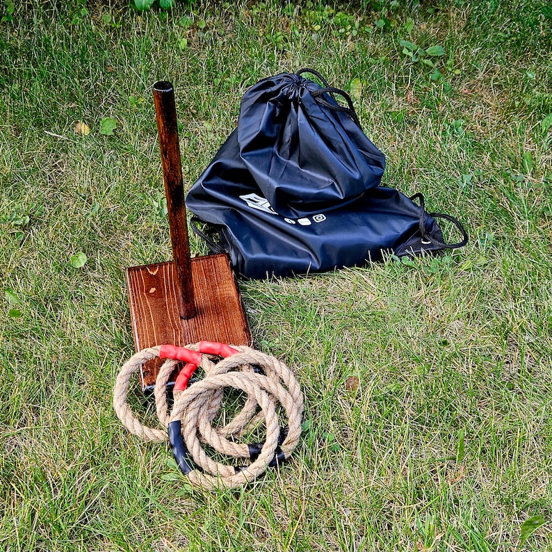 Quoits Rope Ring Toss Outdoor Lawn/backyard Game, Handmade Wood, Rope ...