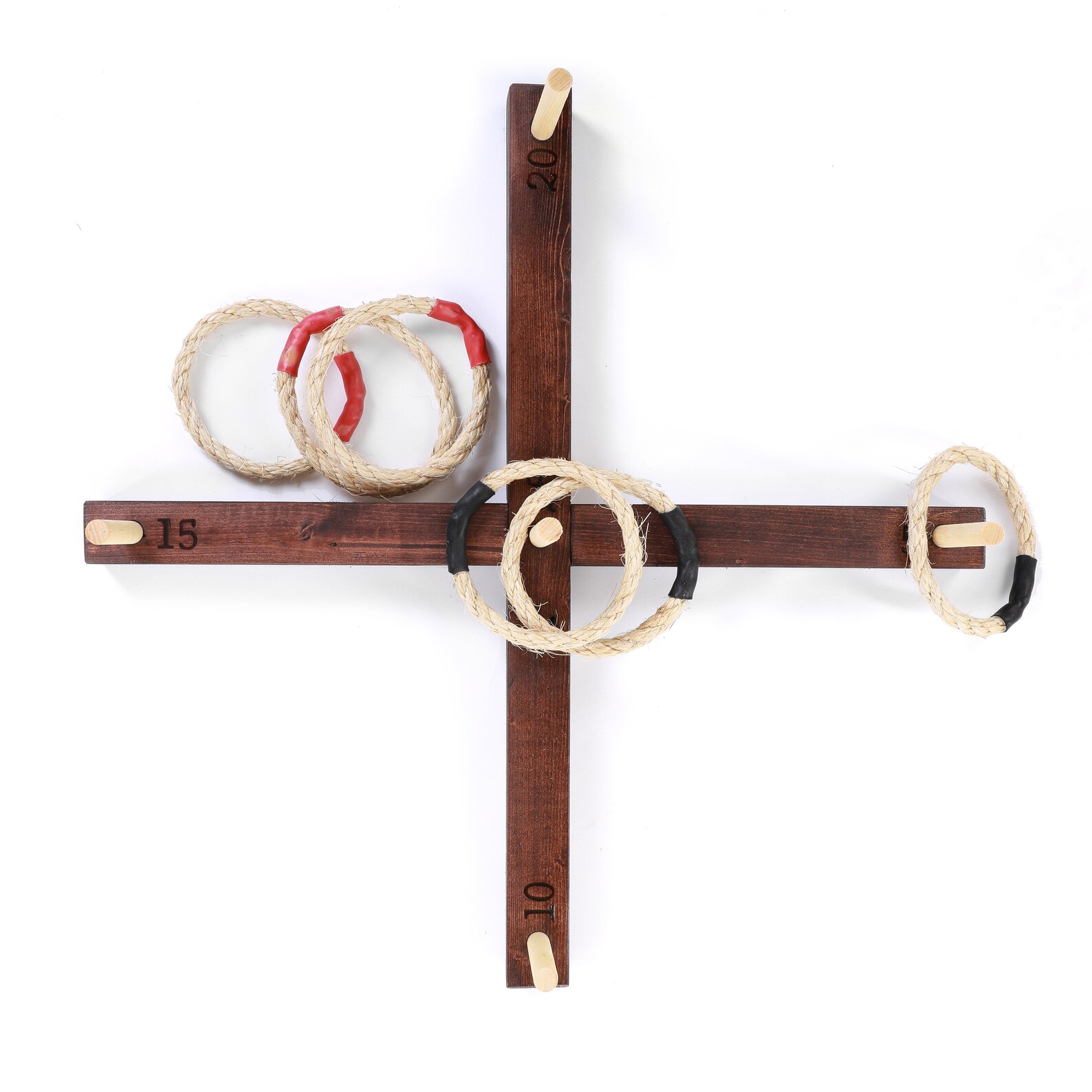 Ring Toss Outdoor Lawn/backyard Game, Handmade Wood, Rope Rings ...