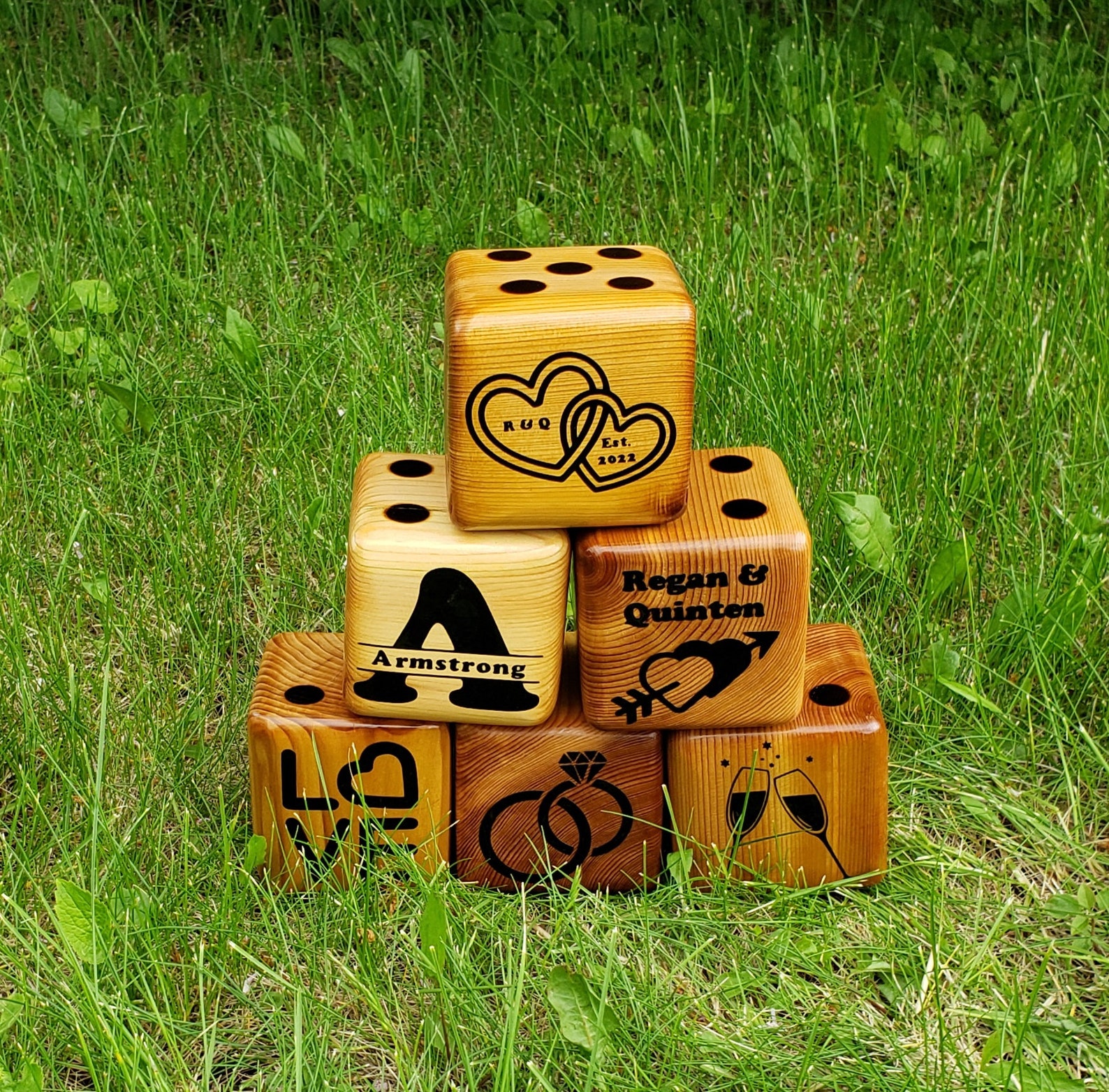 Yardzee 6 Different Personalized Dice Giant Wooden Dice - Etsy