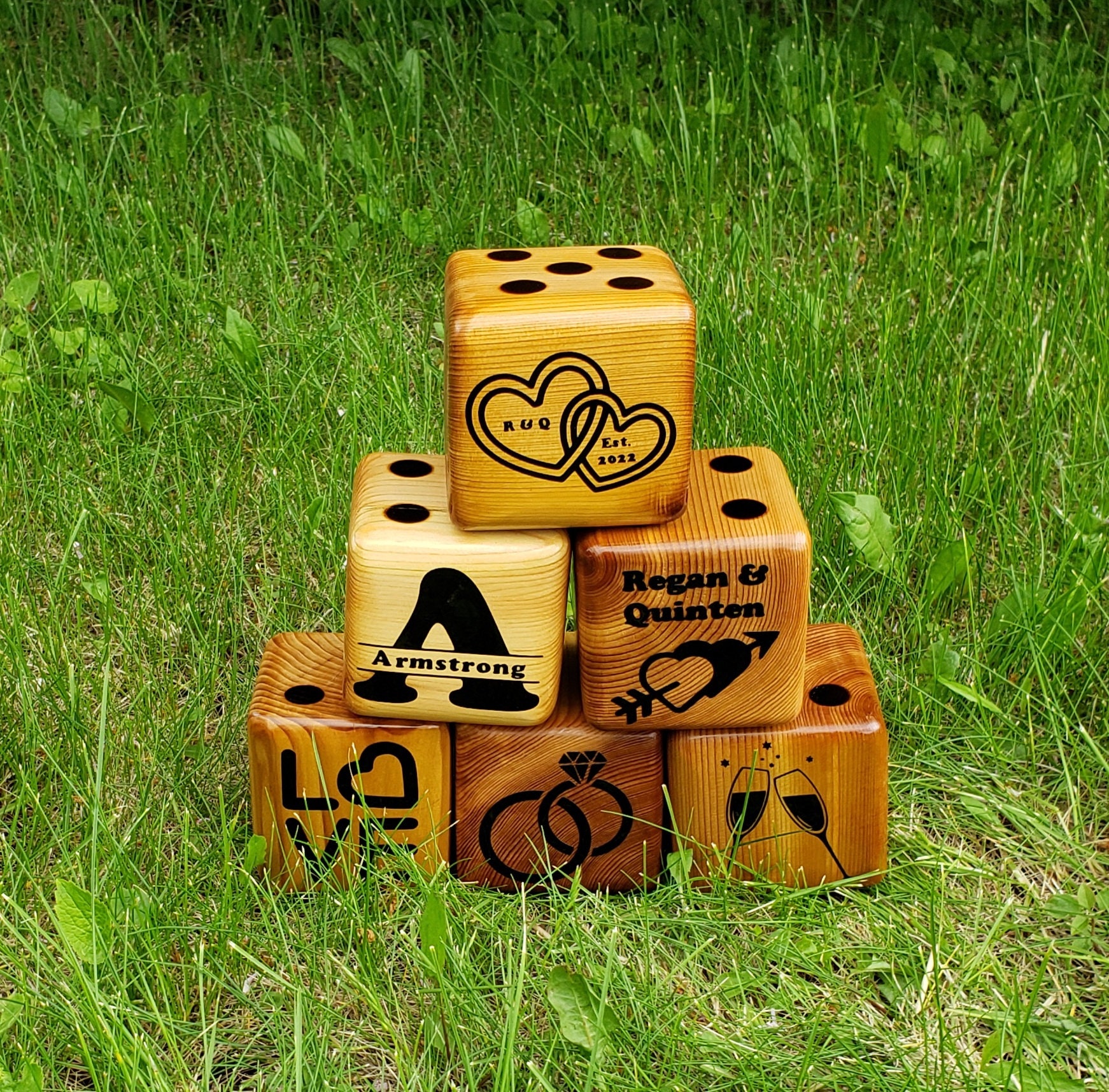 Yardzee 6 Different Personalized Dice Giant Wooden Dice - Etsy