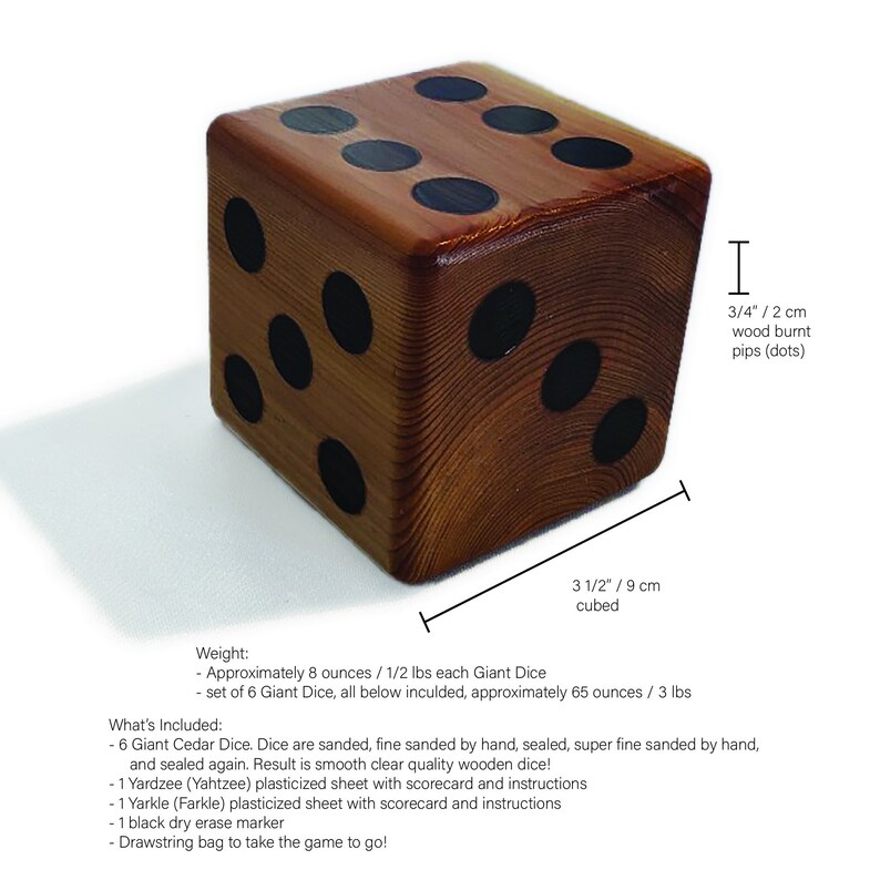 Yardzee 6 Different Personalized Dice Giant Wooden Dice - Etsy
