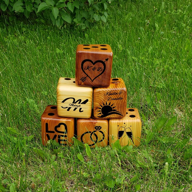 Yardzee 6 Different Personalized Dice Giant Wooden Dice - Etsy