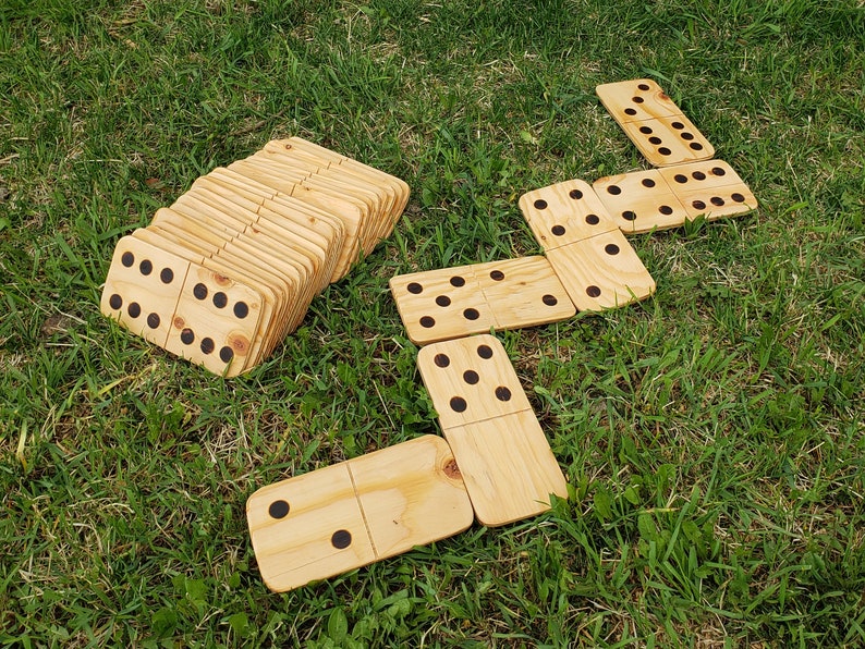Giant Dominoes Double-six Set 28 Tiles Handmade Wood - Etsy