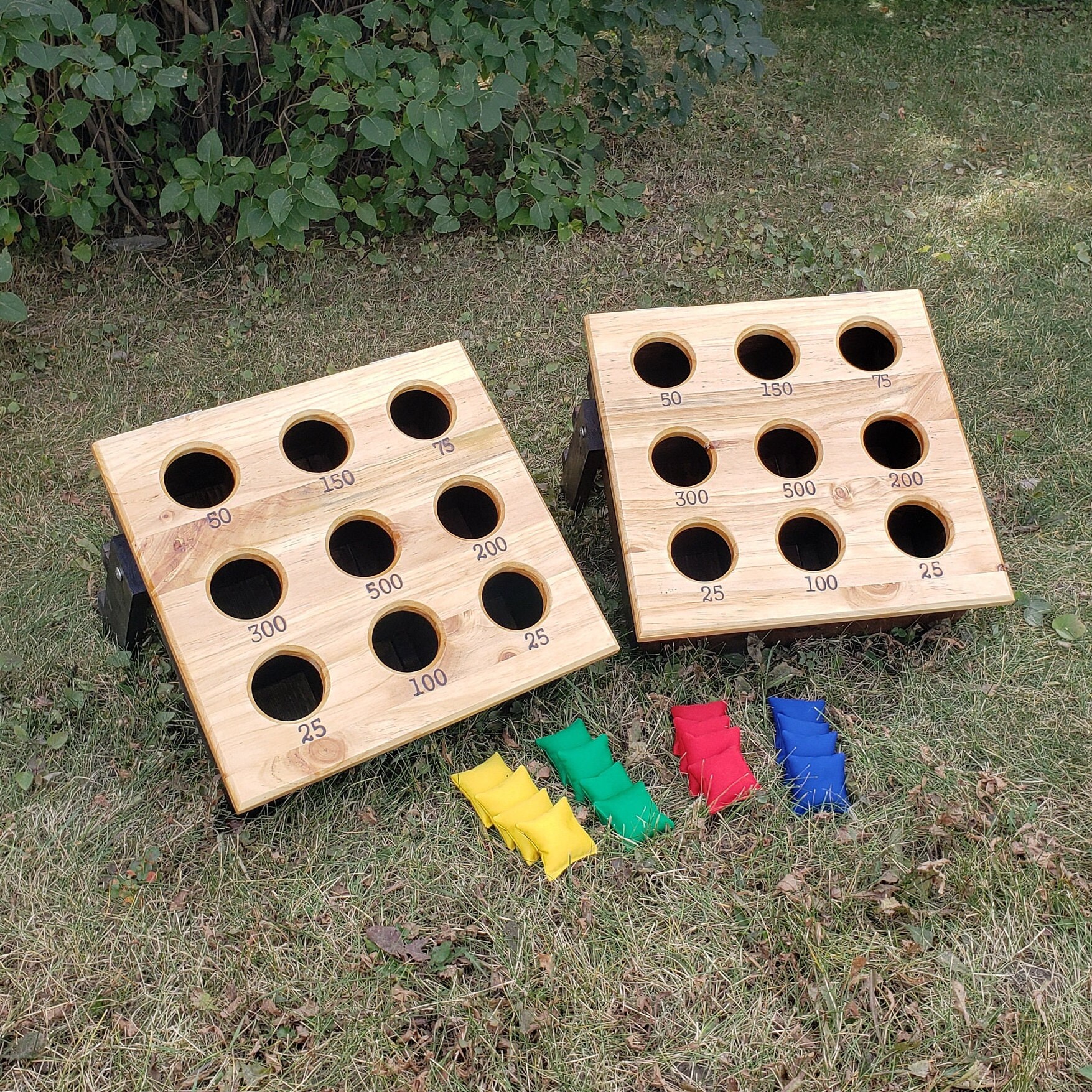 Two Bean Bag Toss Lawn Games Mini Corn Hole Game Wooden Yard - Etsy