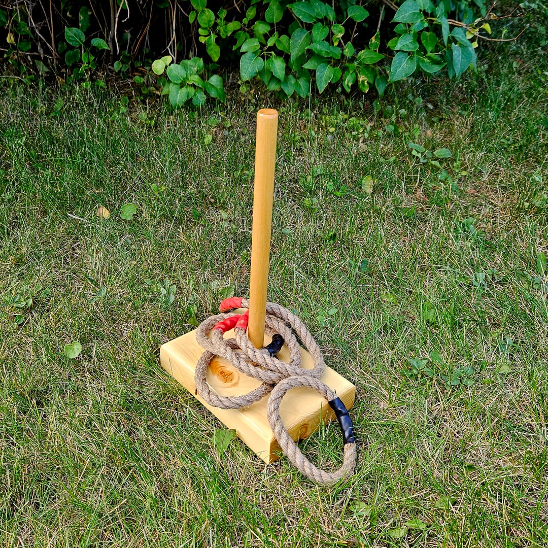 Quoits Rope Ring Toss Outdoor Lawn/backyard Game, Handmade Wood, Rope ...