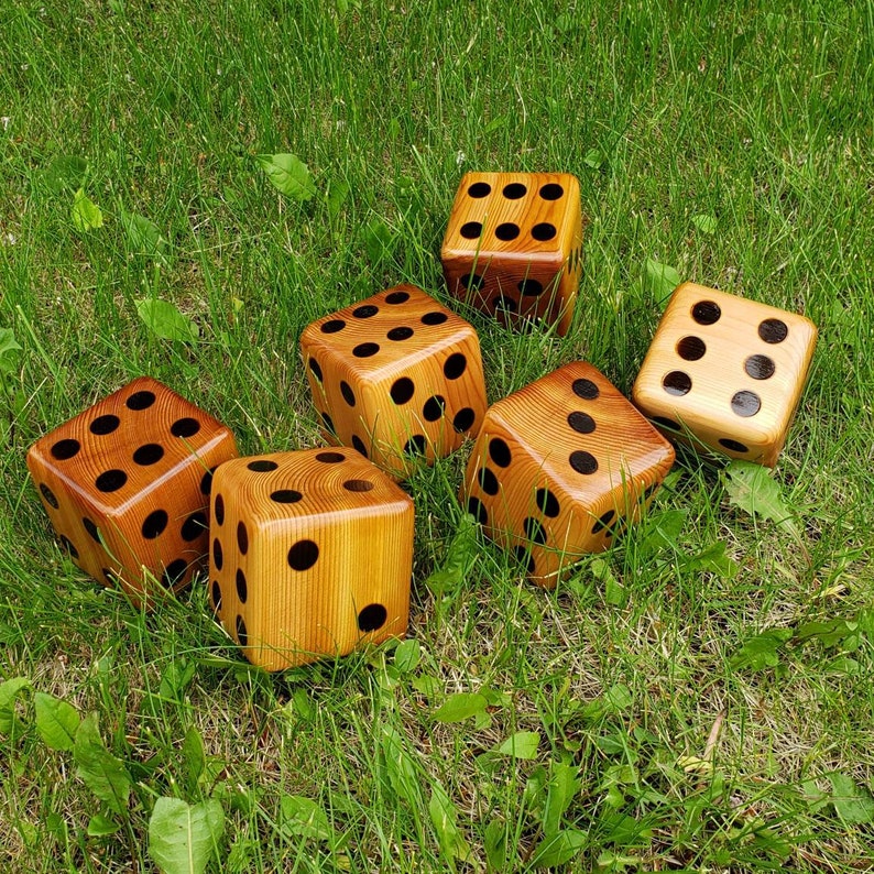 Giant Wooden Lawn Dice Set Yardzee and Yarkle Outdoor Game Oversized ...