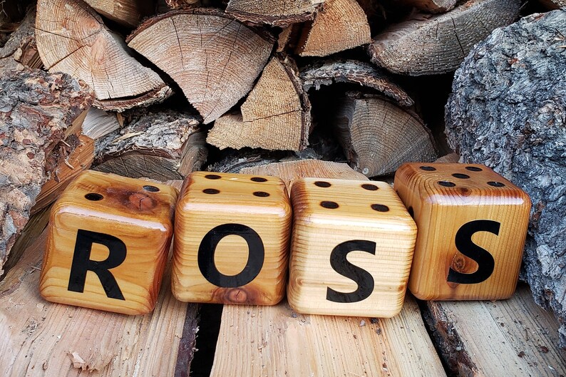 Giant Wooden Names Dice, Lawn Dice, Decor and Play, Family Name, Game ...