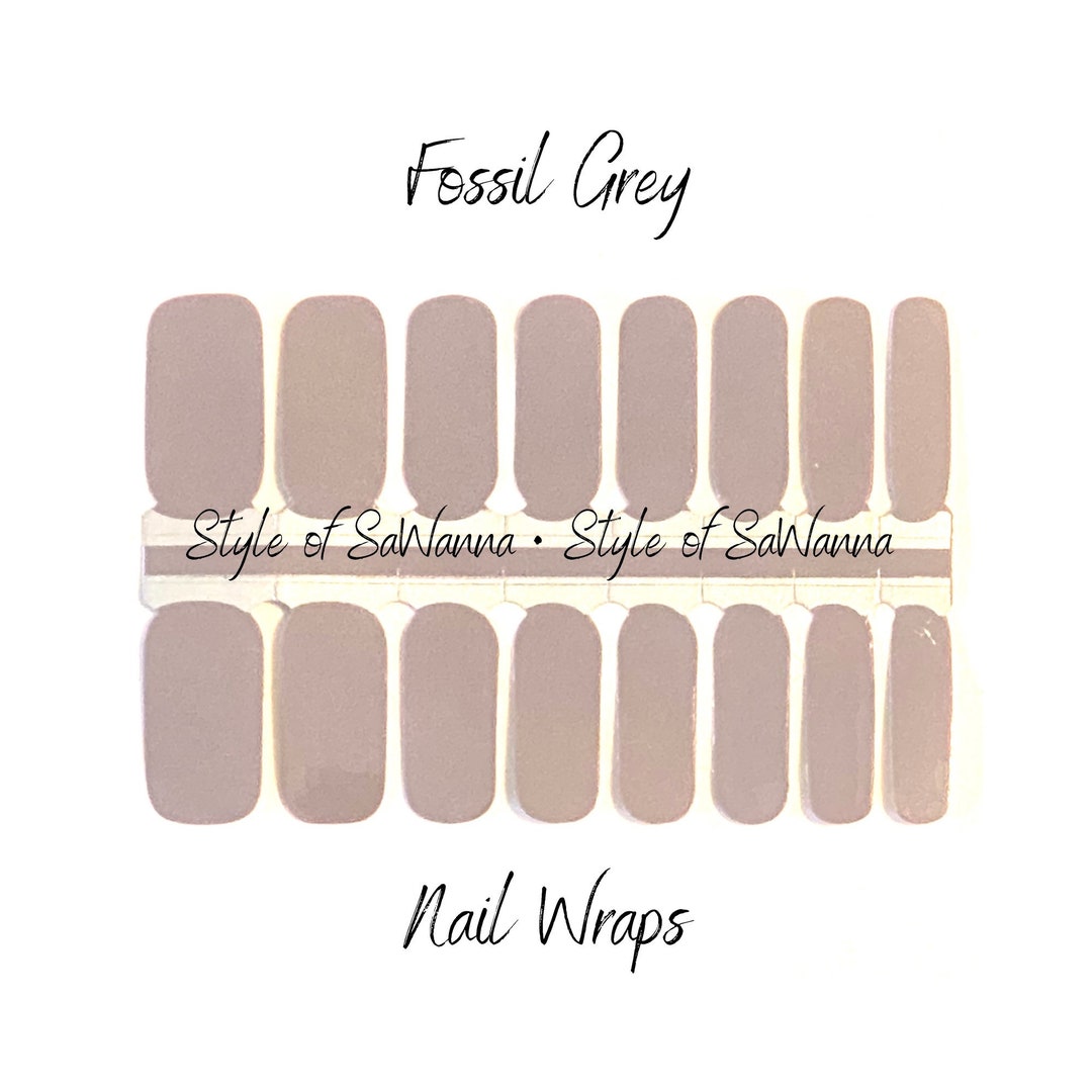 Fossil Grey Nail Polish Wrap Nail Art Stickers 16 wraps - Etsy.de