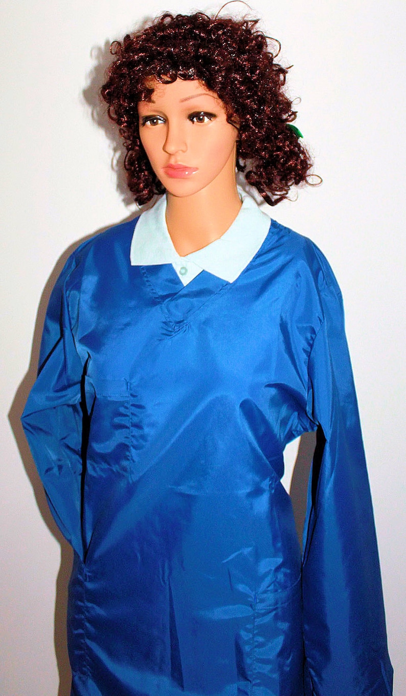 Shiny, Long, Size XL Nylon Back Smock, Long-sleeved Fully Buttoned ...