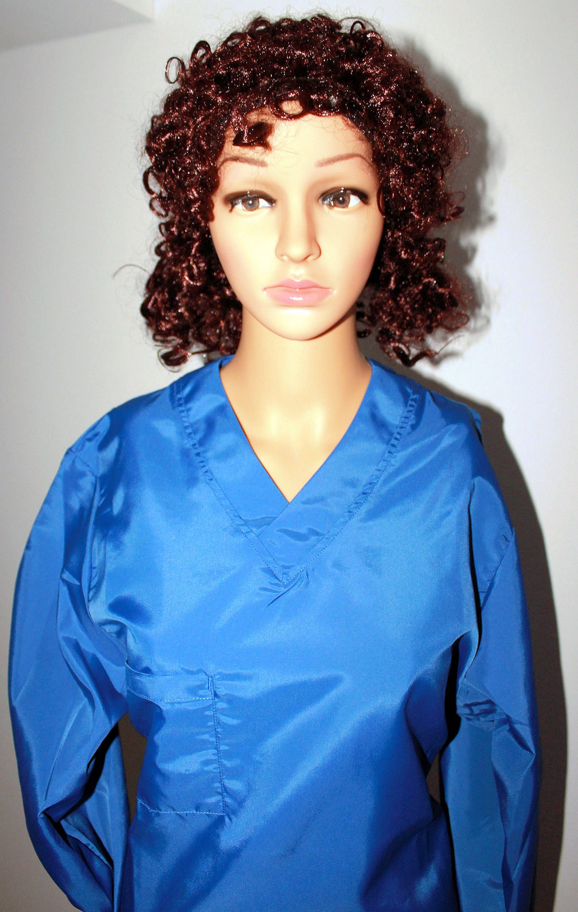 Shiny, Long, Size XL Nylon Back Smock, Long-sleeved Fully Buttoned ...