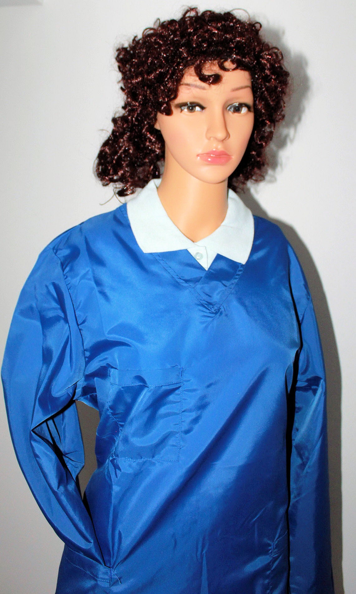 Shiny, Long, Size XL Nylon Back Smock, Long-sleeved Fully Buttoned ...