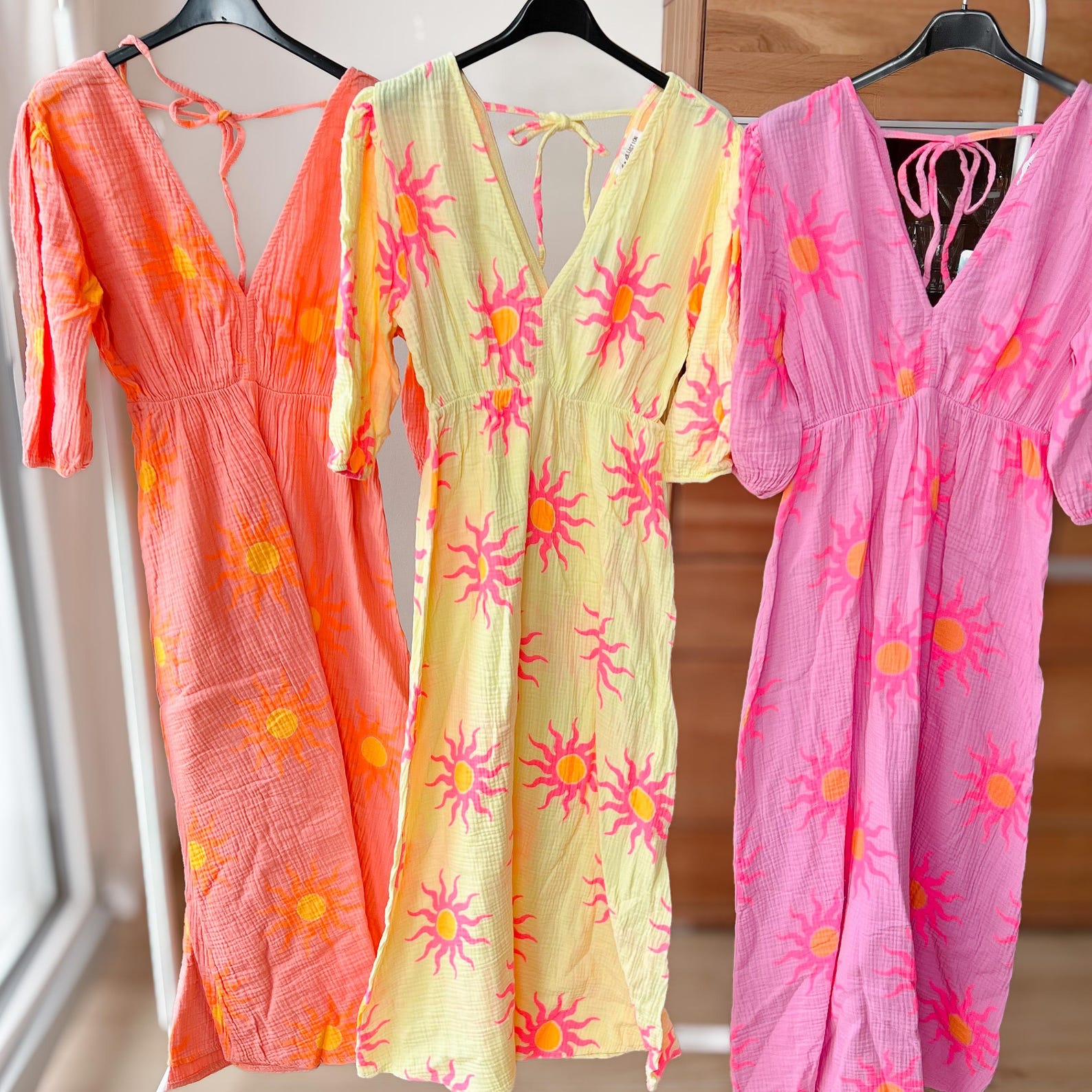 Damen Frühling Sommer Bunt Musselin Neon Maxikleid Sonne Pink - Etsy