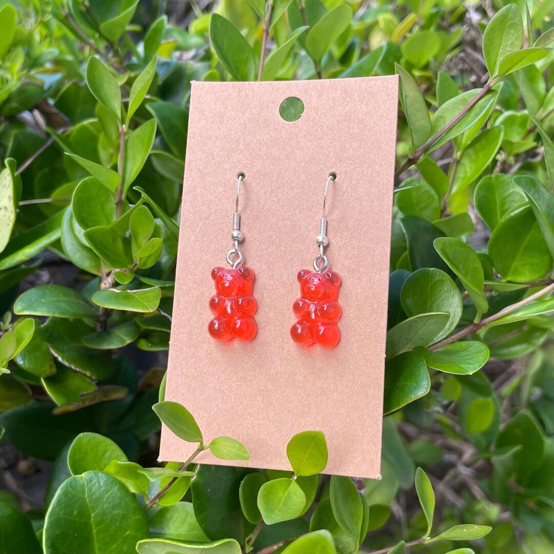 Orange-red Gummy Bear Earrings Kawaii Fashion Accessory or Gift ...