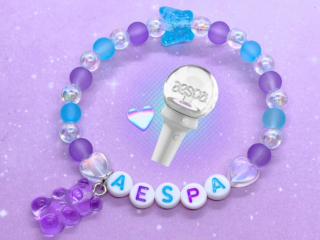 Aespa Beaded Handmade Bracelet With Iridescent Letter and Frosted Matte ...