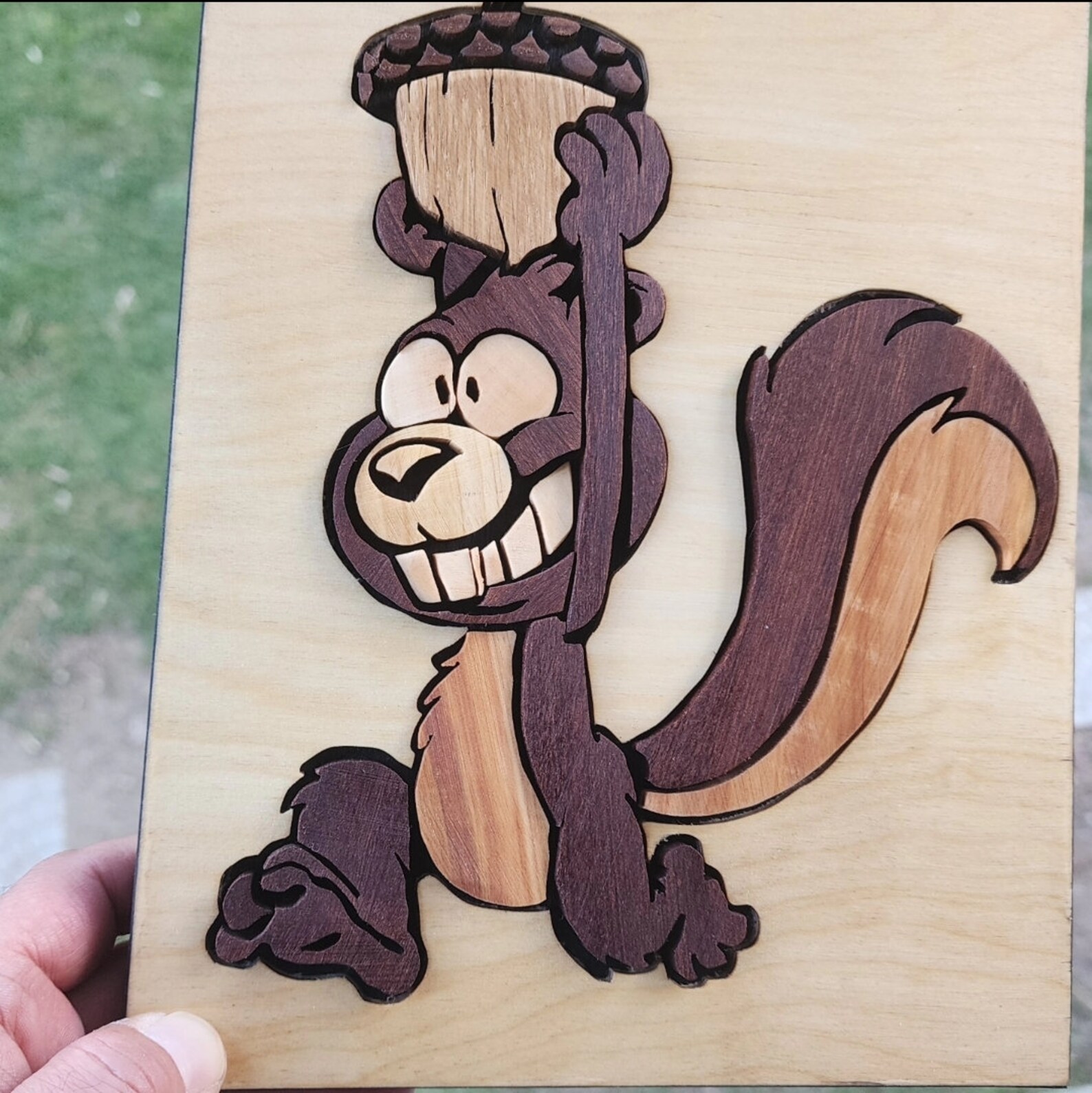 Intarsia Wood Sweet Squirrel Art Natural Handmade Gift for Mom - Etsy