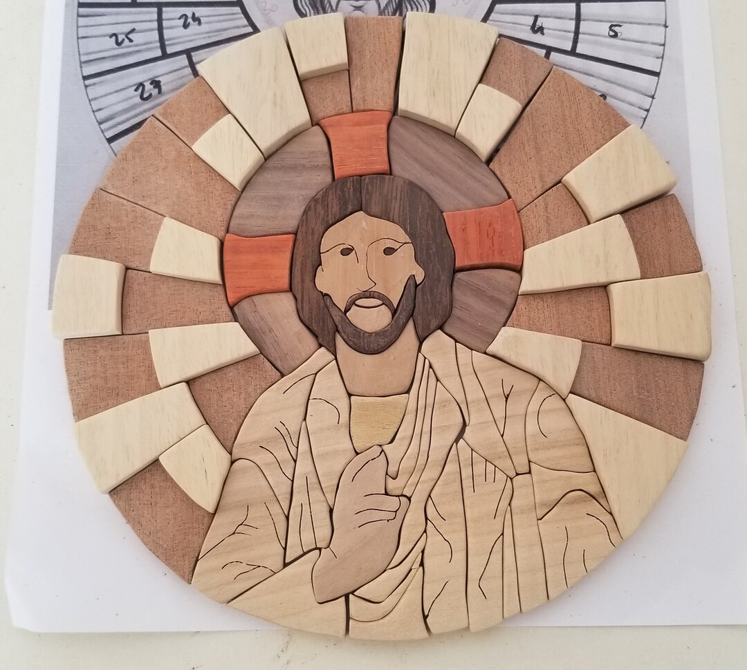 Jesus Natural Wood Intarsia Handmade Wall Art - Etsy