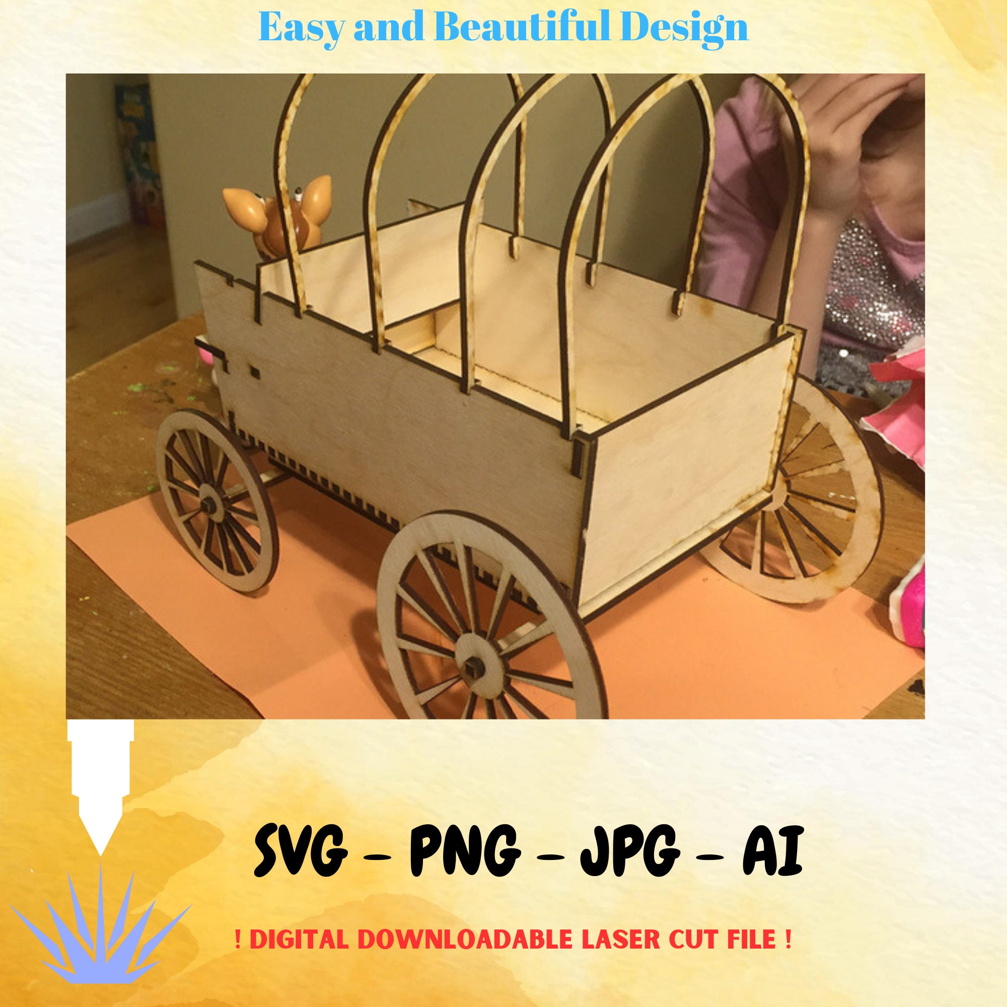 Covered Wagon Laser Cut File Download Digital - Etsy
