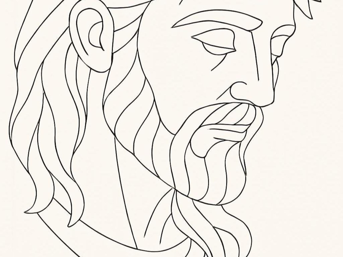 Jesus Intarsia Pattern | Sacred Wood Inlay Template | DIY Scroll Saw ...