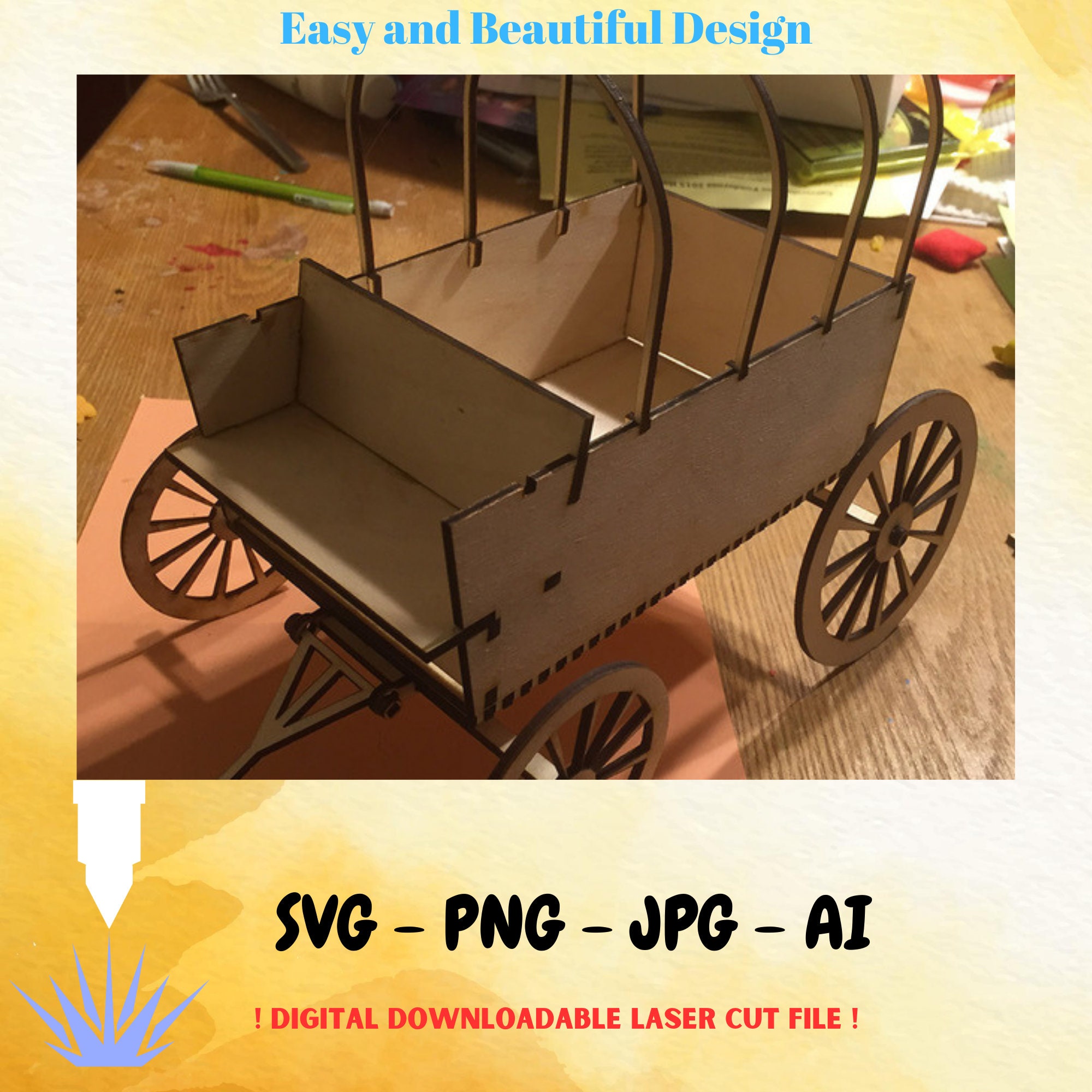 Covered Wagon Laser Cut File Download Digital - Etsy