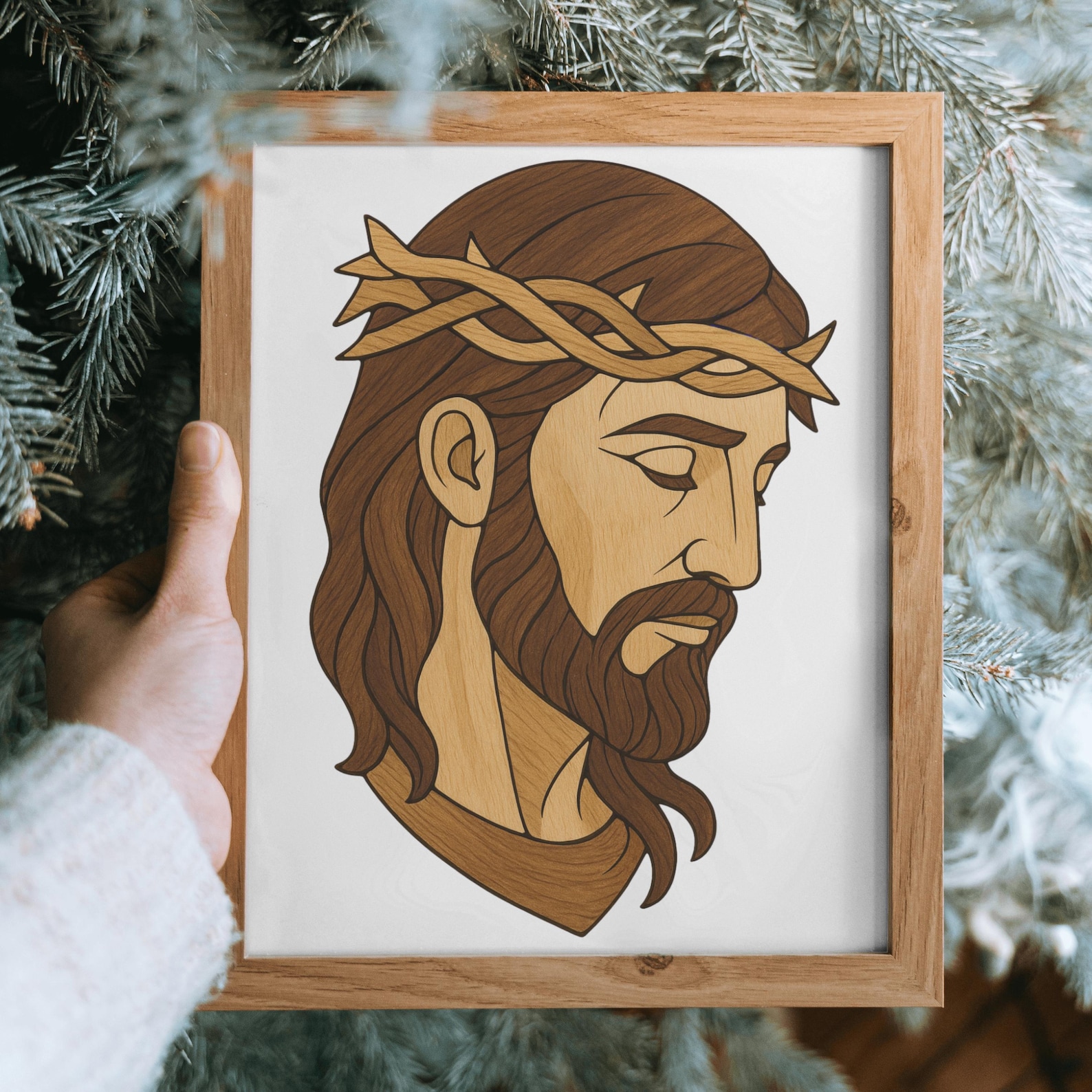 Jesus Intarsia Pattern | Sacred Wood Inlay Template | DIY Scroll Saw ...