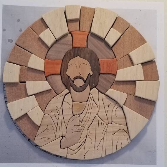 Jesus Natural Wood Intarsia Handmade Wall Art - Etsy
