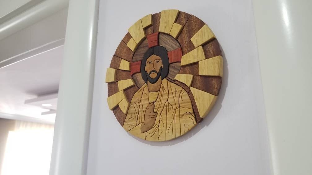 Jesus Natural Wood Intarsia Handmade Wall Art - Etsy