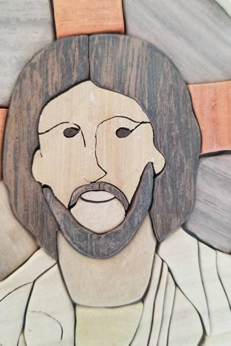 Jesus Natural Wood Intarsia Handmade Wall Art - Etsy