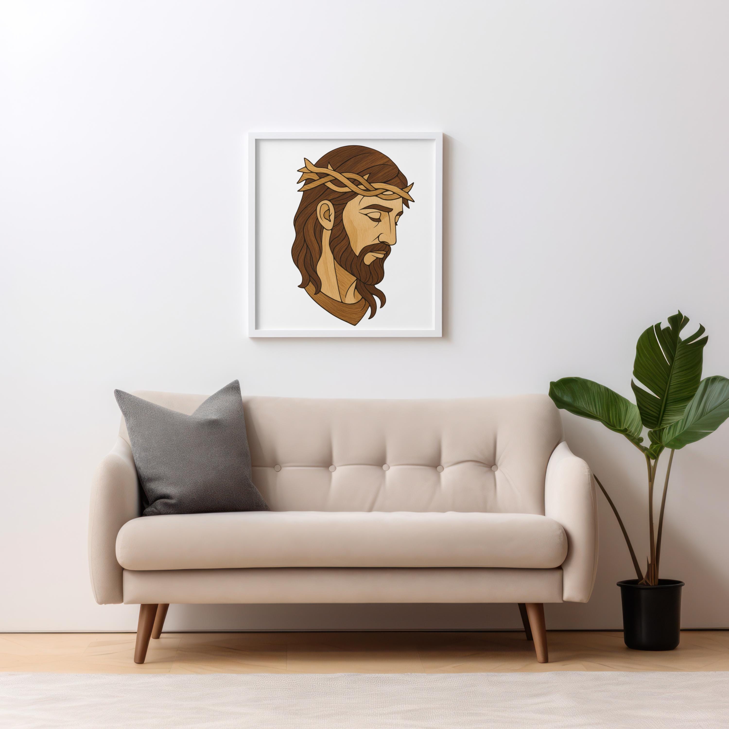 Jesus Intarsia Pattern | Sacred Wood Inlay Template | DIY Scroll Saw ...