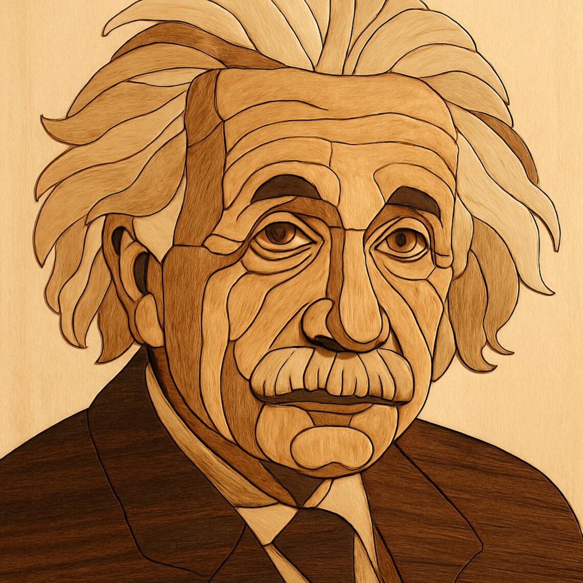 Einstein Intarsia Pattern | Scientist Wood Inlay Template | DIY Scroll ...