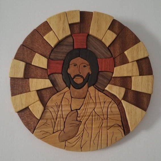 Jesus Natural Wood Intarsia Handmade Wall Art - Etsy