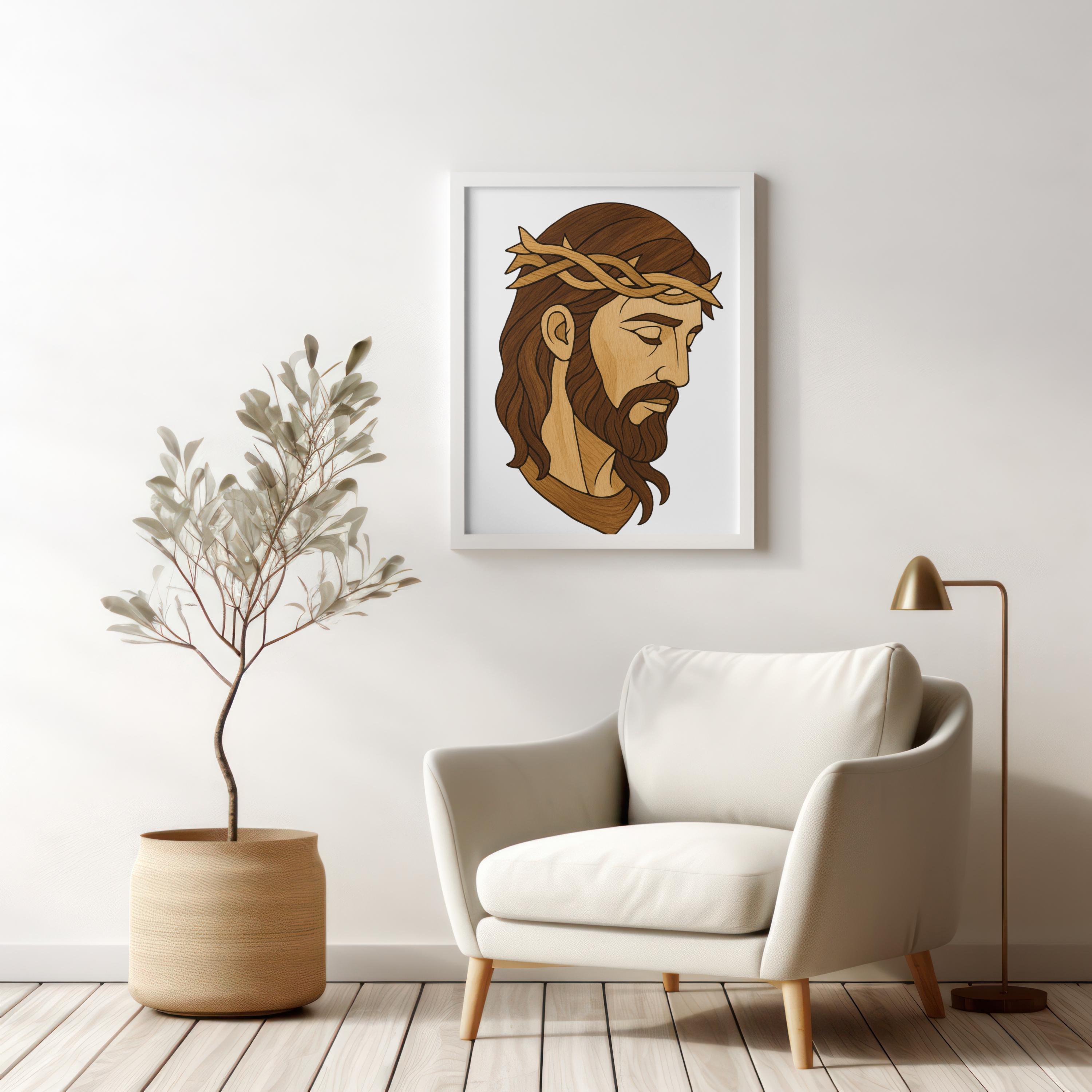Jesus Intarsia Pattern | Sacred Wood Inlay Template | DIY Scroll Saw ...