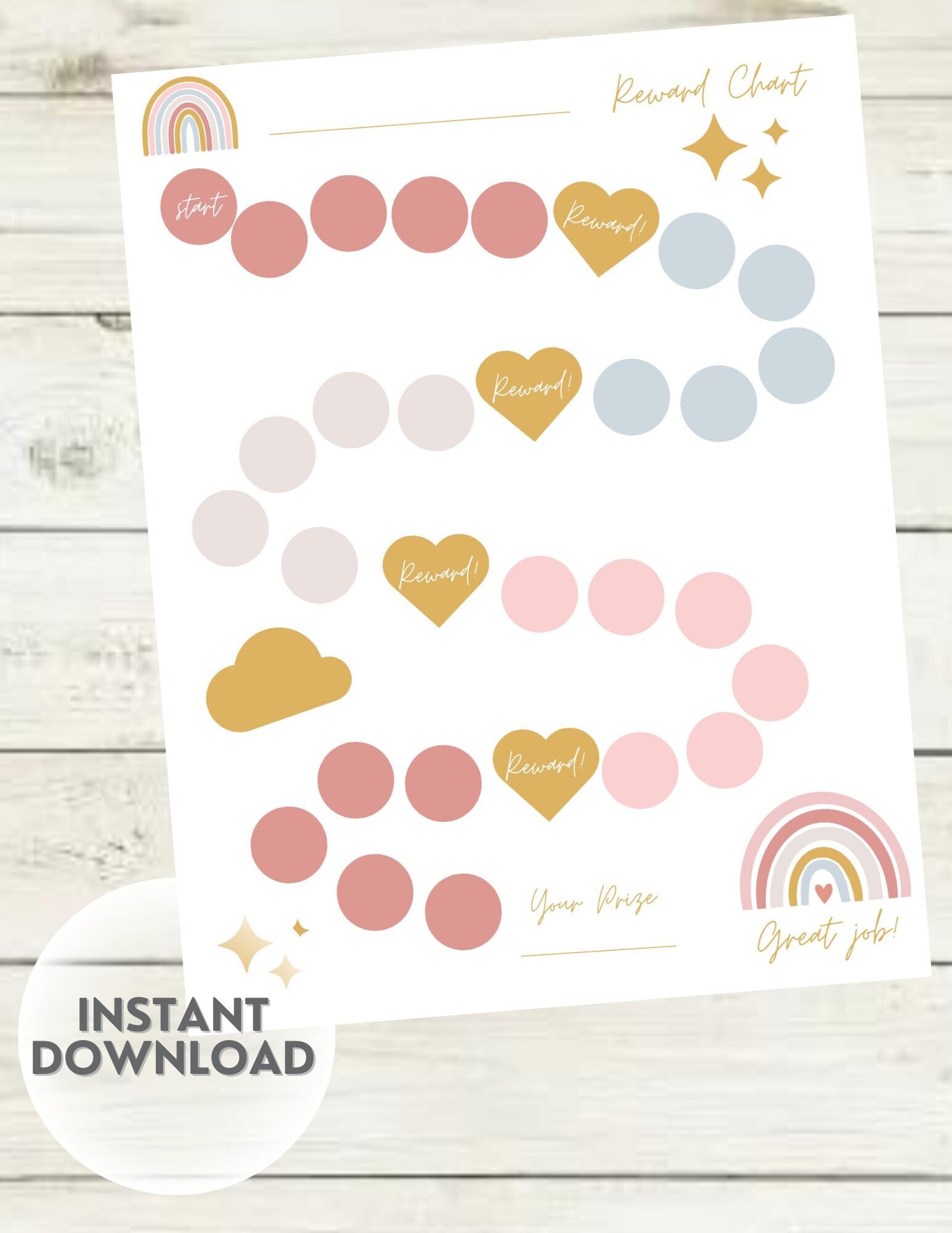 Printable Rainbow Reward Chart Rainbow Sticker Chart Instant - Etsy