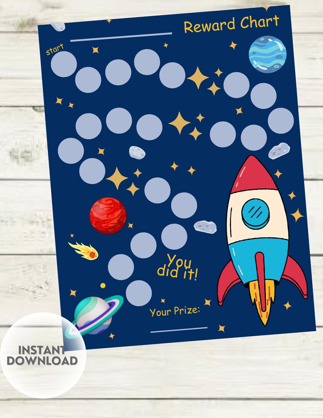 Printable Outer Space Reward Chart Planets Sticker Chart - Etsy