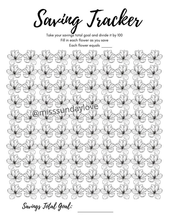 Flower Savings Tracker | Etsy