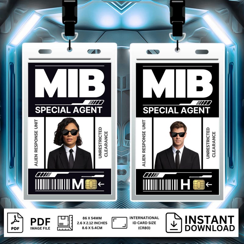 Printable Id Badge Mib - Etsy UK